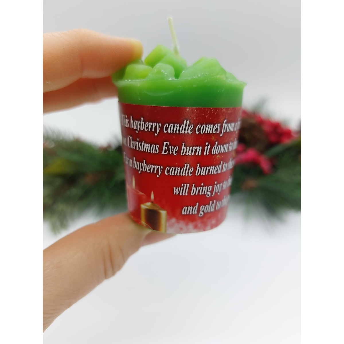 Handmade Christmas Bayberry Votive Candles with Bayberry Poem Set of 3