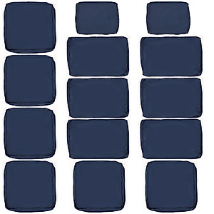 14 Pcs Outdoor Cushion Slipcovers Outdoor Patio Cushion Covers Replacement Waterproof with Zipper for Outdoor Furniture, Patio Sofa Couch 3 Sizes, Covers Only (Navy Blue)