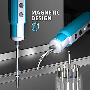 TOOLSBAT 3.7V Electric Screwdriver Set - 12 in 1 Cordless Screwdriver with Metal Bits, 3 Torque Settings Power Screwdriver, Max 2.5 N.m 1500mAh, LED Light, USB-C Cable for Electrical Repairs