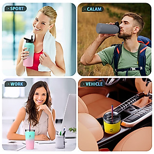 SUNNYPLUS 32oz&20oz Insulated Water Bottles,Bottle with Straw (2Lids),Travel Mug Tumbler with Straw and Lid,Leak Proof,Vacuum Double Walled Stainless Steel,Sports Bottle Keep Cold and Hot (Navy Blue)