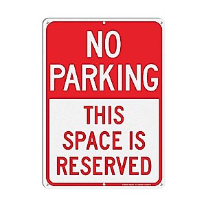 Faittoo No Parking This Space Is Reserved Sign, 14 x 10 Inch Reflective Aluminum Sign, UV Protected and Weatherproof, Durable Ink, Easy to Install and Read, Indoor/Outdoors Use
