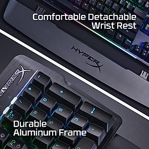 HyperX Alloy MKW100 – Mechanical Gaming Keyboard, Dynamic RGB Lighting, Onboard Memory to Save Lighting Profiles, Dust-Proof Mechanical switches, Brushed Aluminum Frame, Detachable Wrist Rest