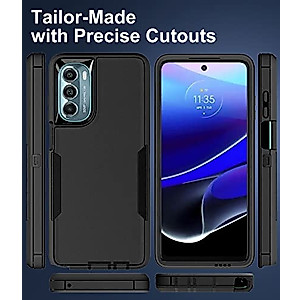 Dahkoiz for Motorola Moto G Stylus 5G (2022) Case with Screen Protector [Tempered Glass] and Dust-Proof Cap, Support Magnetic Car Mount, Full Body Silicone Rubber Cover Phone Case, Black