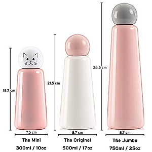 Stainless Steel Water Bottle | 750ml Insulated Water Bottle BPA Free | Cool and Modern Leak Proof Skittle Bottle Flask | Cold for 24+ Hours, Hot for 12 | Light Grey & Coral by Lund London