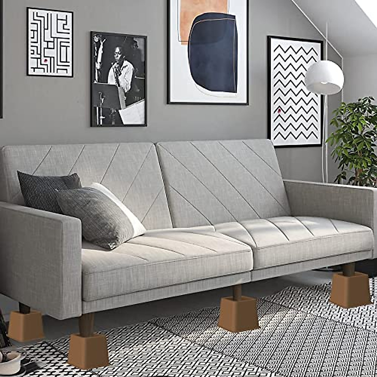 Lufia Bed Furniture Risers Heavy Duty, Elevation in Heights 8, 5 or 3 Inch, Adjustable Furniture Risers for Sofa, Table, Couch, Chair or Desk, Supports up to 1,300 lbs (Set of 4, Brown)