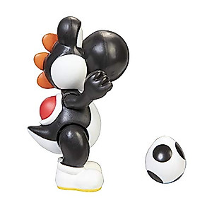 Super Mario Action Figure 4 Inch Black Yoshi Collectible Toy with Egg Accessory
