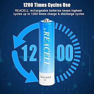 REACELL 16Pcs Rechargeable AAA Batteries, 1.2V 1100mAh High Capacity NiMH Triple AAA Batteries