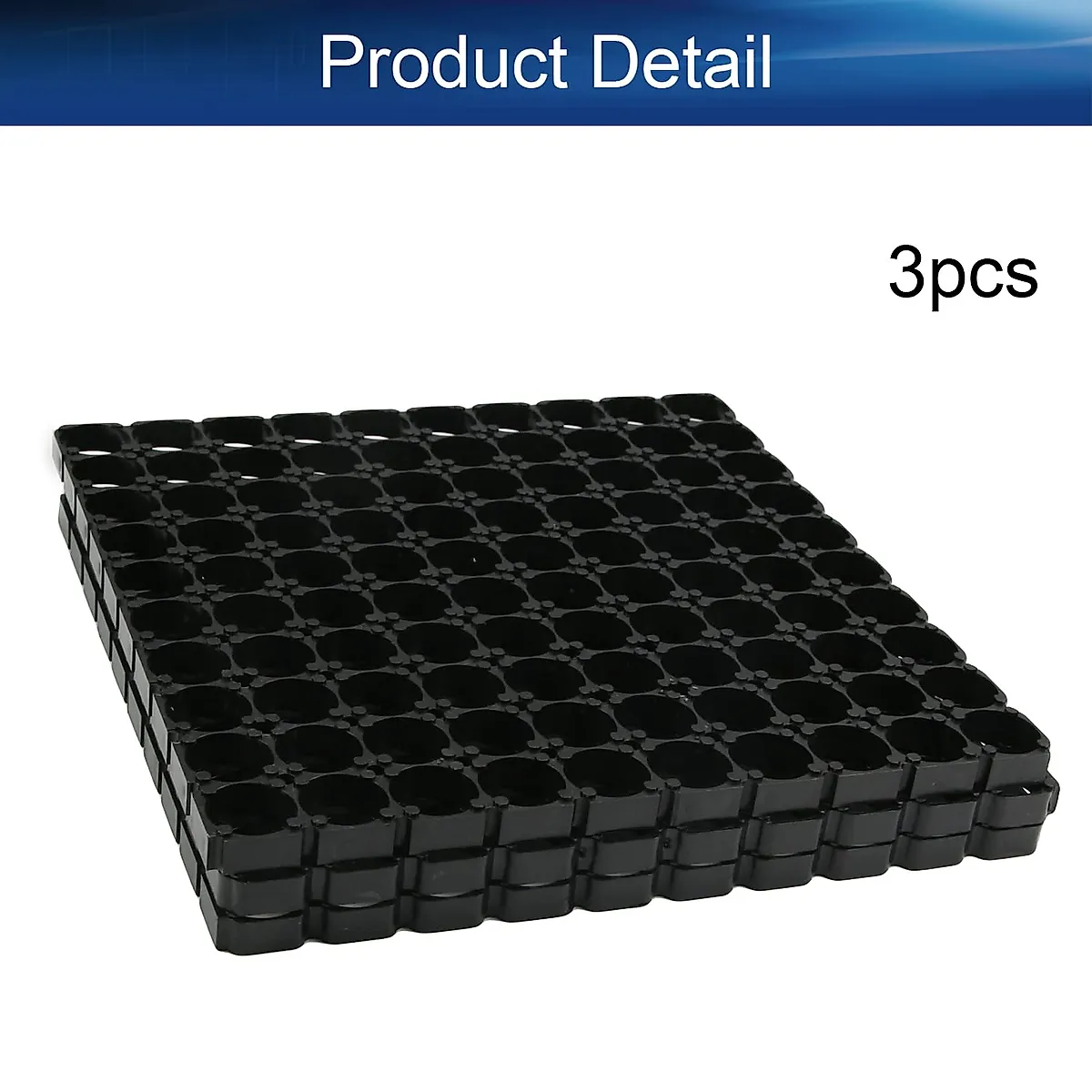 Heyiarbeit 3Pcs 10x10 Tandem 18650 Lithium Battery Holder Cell Spacer Bracket for DIY Battery Pack Hole Dia 18.5mm/0.73"