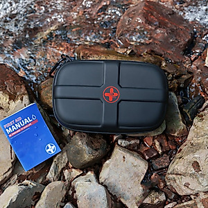 RHINO RESCUE First Aid Kit, HSA/FSA Eligible, Waterproof Portable Emergency Medical Kit for Travel, Home, Car, College Dorm, Camping, Hiking, Backpacking (Black)