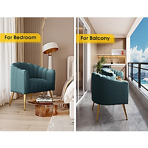 Dewhut Oversized Pumpkin Couch Accent Chair, Modern Comfy Velvet Upholstered Barrel Chairs, Luxury Single Sofa Armchair for Living Room, Waiting Room, Office and Vanity, (Blue)