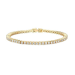 PAVOI 14K Gold Plated Cubic Zirconia Classic Tennis Bracelet | Yellow Gold Bracelets for Women | 6.5 Inches