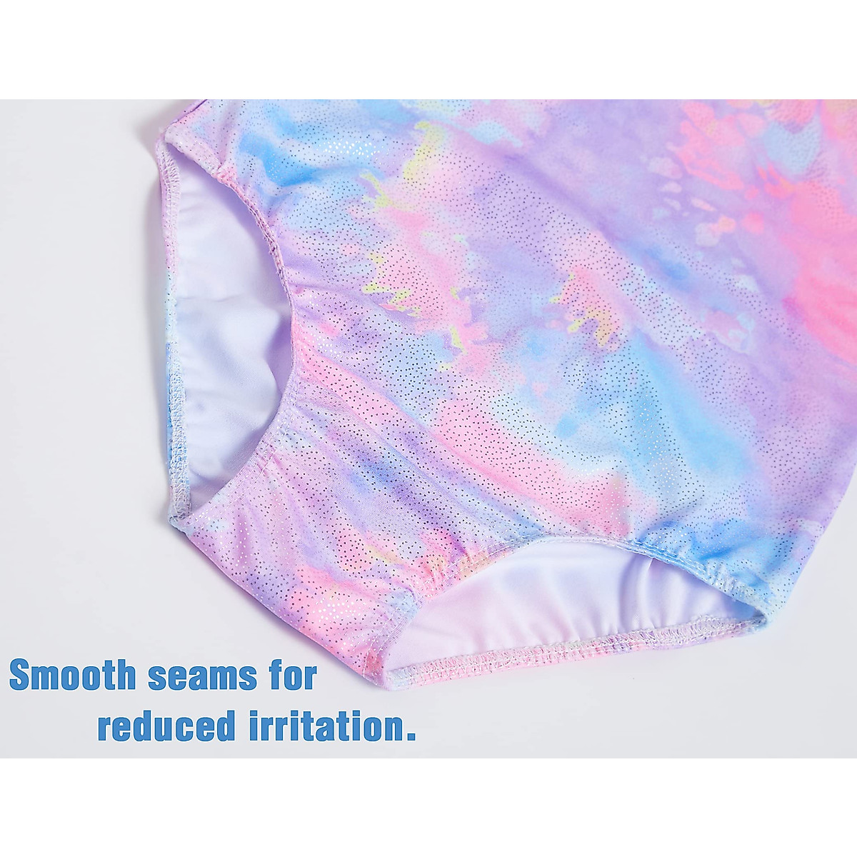 TENVDA Girls Gymnastics Leotards Toddler Kids Tumbling Outfit Size 2t 3t Sparkle Purple Tie Dye Long Sleeve Bodysuits