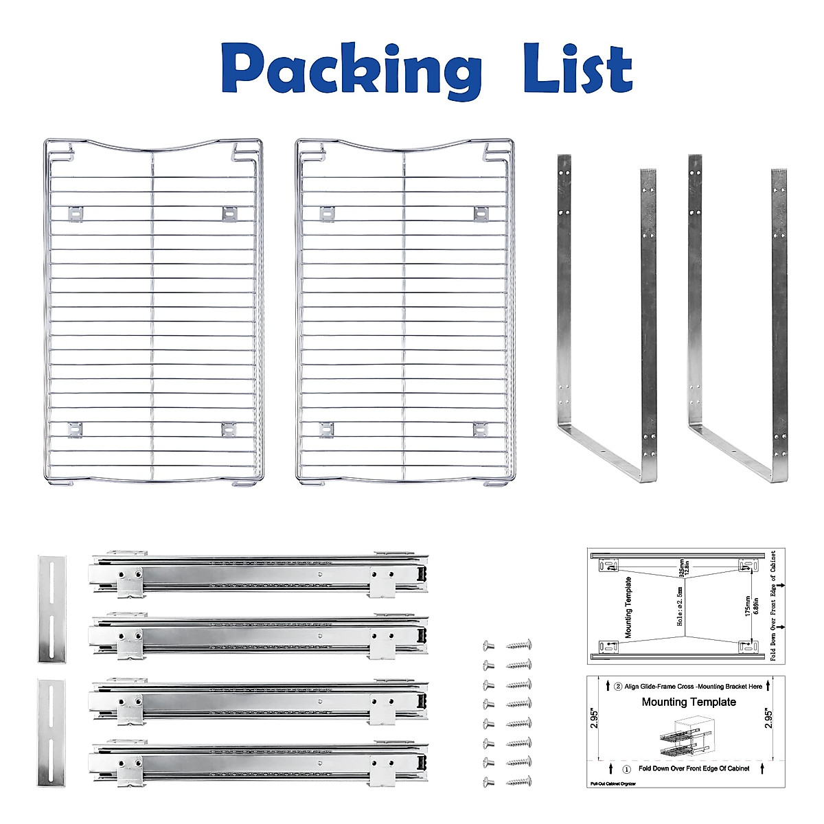SIMCAS 2 Tier Individual Pull Out Cabinet Organizer 20" W x 21" D, Slide Out Kitchen Cabinet Storage Sliding Shelves, Heavy-Duty Wire Basket for Pantry Kitchen Cabinet Organizers and Storage, Chrome