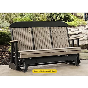 LuxCraft 5' Classic Poly Double Glider with Center Tray (Antique Mahogany & Black)