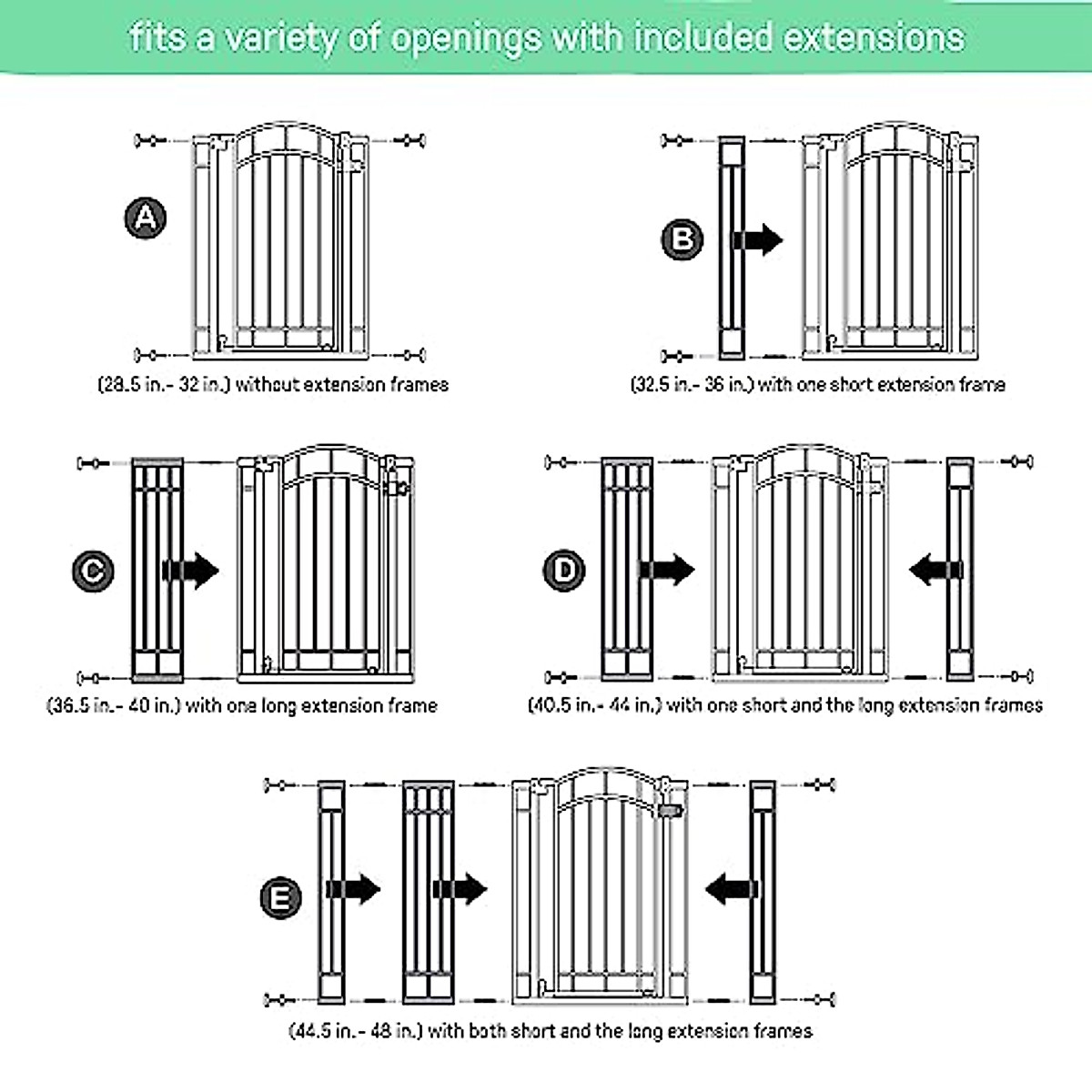 Summer Multi-Use Decorative Extra Tall Safety Pet and Baby Gate, 28.5"-48" Wide, 36" Tall, Pressure or Hardware Mounted, Install on Wall or Banister in Doorway or Stairway, Auto Close Door - Bronze