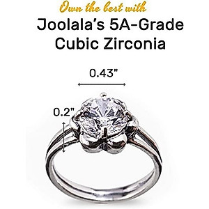 Joolala Cubic Zirconia Flower Sterling Silver Women's Ring - 925 Silver Ring for Woman - Round Faceted CZ Cut, Prongs Setting, Anniversary Engagement Ring (8)