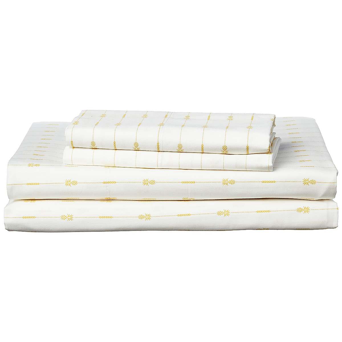 Tommy Bahama - Queen Sheets, Cotton Percale Bedding Set, Crisp & Cool, Stylish Home Decor (Pineapple Pinstripe Yellow, Queen)