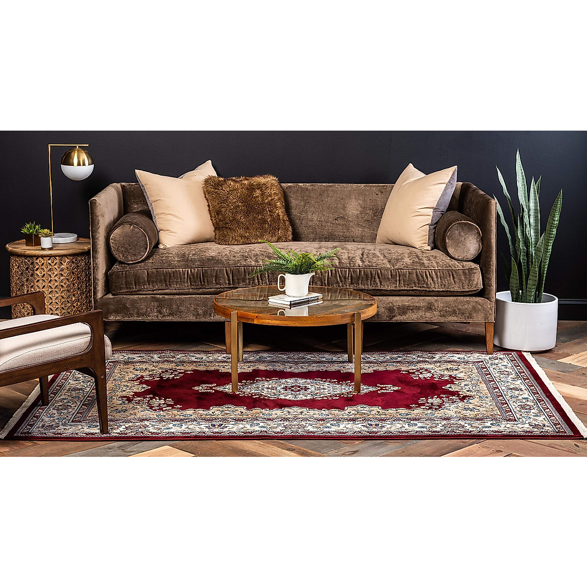 Unique Loom Narenj Collection Classic Traditional Medallion Textured Design Area Rug, 8' x 10' Rectangle, Burgundy/Blue