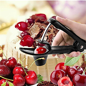 Hovico Cherry Pitter Remover,Cherry Fruit Kitchen Olive Core Remove Pit Tool Seed Gadget Stoner Corer Pitter Remover,Portable Cherry Pitter Tool Kitchen aid with Space-Saving Lock Design (Black)