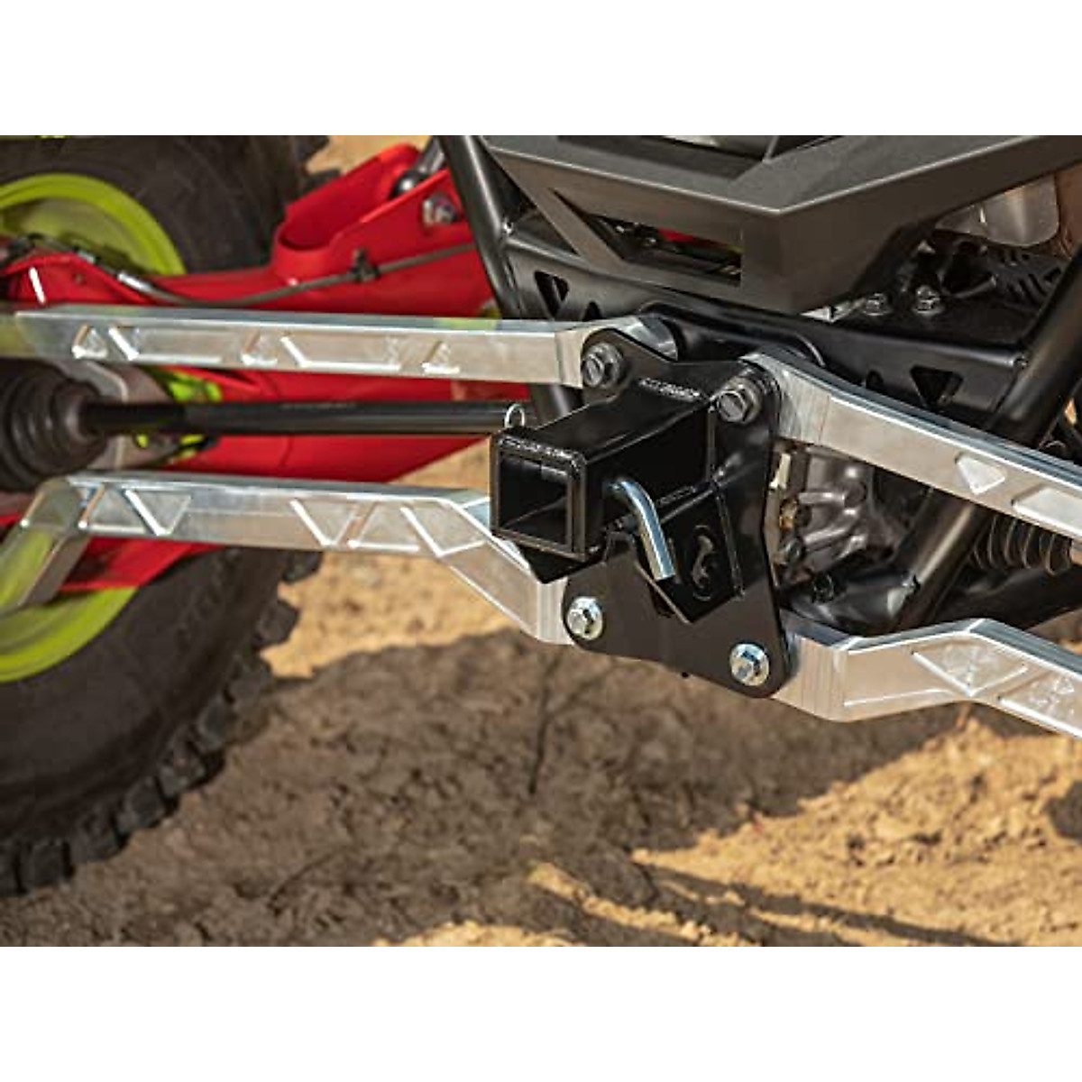 SuperATV Black Rear Receiver Hitch for 2022+ Polaris RZR Pro R/Pro R 4 - Fits Standard 2" Attachments | 3/16" Heavy-Duty Steel | Cotter & Hinge Pins | Access Hole to Change Rear Differential Oil