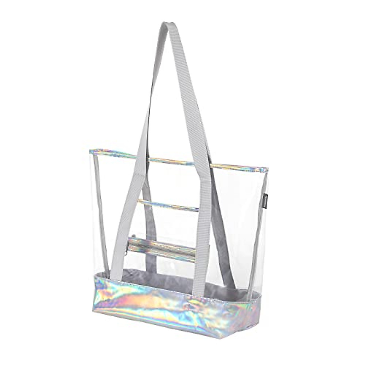 muslanka Large Clear Tote Bag，Clear Women's Handbag For Work, Travel, Shopping, Sports (With Detachable Zipper Pocket)