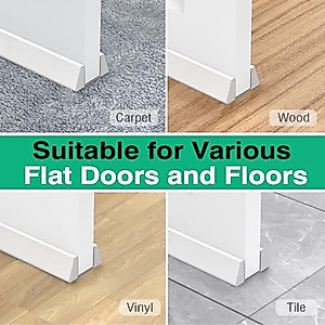 Lewondr Door Draft Stopper 36 Inch Waterproof Under Door Draft Noise Blocker Soundproof Cuttable Trapezoid Strong Adhesive Weather Stripping Door Seal Under Door for Reduce Dust Air Door Sweep, White