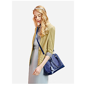 Patent Leather Handbag Crocodile Pattern Top Handle Purse Shell Bag Come with Wallet (Brown)