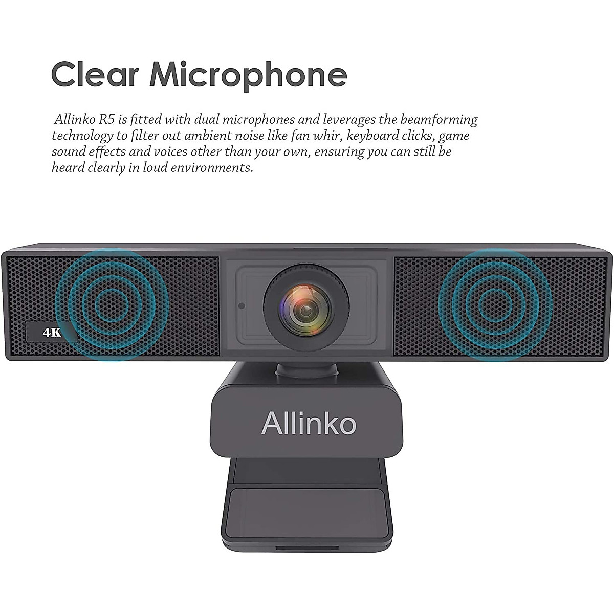 Nano shield 𝐒𝐀𝐕𝐄 𝟔𝟎% 4K Webcam with Noise Cancelling Mic, Full HD Web Camera Wide Screen Video Calling Recording Game Streaming for Mac OS X Win 10 8 7 Vista XP (4K)
