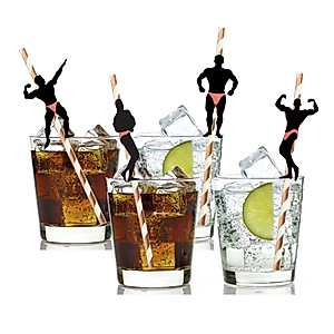 Bachelorette Naughty Straws, Stripper Pole Dancer Straw,24pcs Bachelorette Party Naughty Nye Paper Straw for Hens Girls Night Adults,Dancing MEN Confetti Thick Straws Ladies Bridal Shower Decoration