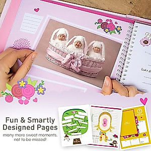 Ronica Memory Book for Baby Girl - Photo Album, Easy to Use Keepsake Scrapbook - Modern Keepsake for New Parents to Record Photos & milestones