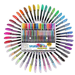 WITERY Gel Pens Set for Adult Coloring Books – Premium Ink Medium Tip Marker set Includes 48 Quantity Artist Quality Coloring Pens: 12 Glitters, 12 Metallic, 12 Pastels, 12 Highlighters
