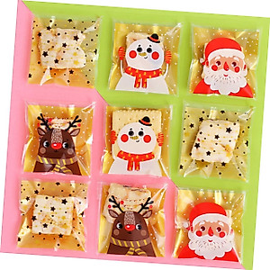 Cabilock 400pcs Baking Plastic Self-adhesive Bag Self Adhesive Biscuit Bag Christmas Treat Bags Cookie Gift Bags Plastic Packaging Bags Bake Bag Candy Bag Cookie Bag Elder or Baking Bag Red