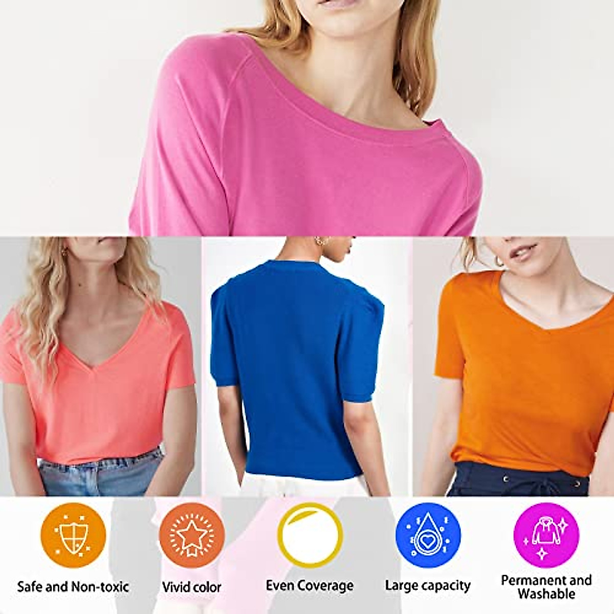 HTVRONT Fabric Dye for Polyester, Synthetic Fabric Dye - Large Capacity 60g Polyester Fabric Dye - Vibrant Polyester Dye for Plastic, Silicone, Fabric Coloring and Renewal (Pink)