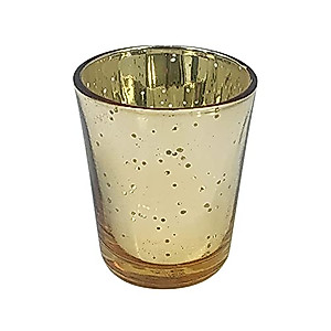 Hosley Set of 6 Metallic/Antique Finish Glass Candle Tealight Holders. Ideal Gift for Wedding Bridal Party Reiki LED Votive Tea Light Gardens O4 (Antique Silver)