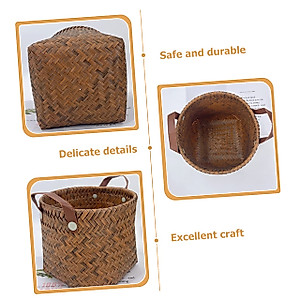 YARNOW Rattan Storage Basket Plant Basket Cubicle Shelf Plastic Shelving Cube Organizer Shelf Basket for Blankets Plastic Containers Desktop Woven Basket at Home Finishing Basket Pp Vine