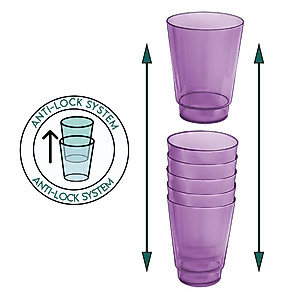 Acrimet Plastic Cup, Reusable, 10oz | 300ml, Tumbler Water, Machine Washable, Stackable Beverage Tumblers, Drinking Cup, Shatterproof, Durable (Purple Color) (Set of 10)