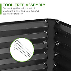 Best Choice Products 8x4x2ft Outdoor Metal Raised Garden Bed, Deep Root Planter Box for Vegetables, Flowers, Herbs, and Succulents w/ 478 Gallon Capacity - Gray