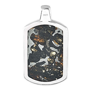 Starborn Sericho Pallasite Meteorite Dog Tag Pendant Sterling Silver
