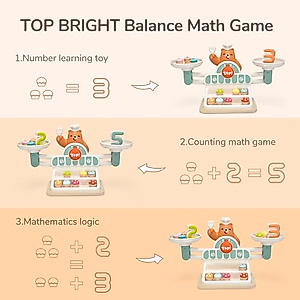 TOP BRIGHT Balance Math Game for Kids, Preschool Math Games for Kids Ages 3-5, STEM Montessori Toys for 2 3 4 Year Old Girls Boys Gifts