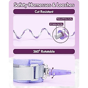 LilKisThk Child Leash, Backpack Leash for Toddlers 2 Pack, Kid Leashes Safety Harness with Key Lock, Baby Leashes Anti Lost Wrist Links (Blue+Purple)