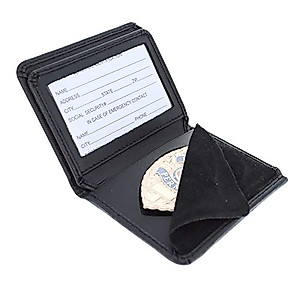 ASR Federal Black Leather Bifold Wallet Police Badge Holder with Removable ID Card Holder, Shield