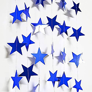 Decor365 Royal Blue Silver Stars and Moon Garlands Kit Twinkle Little Star Garand/Hanging Streamers/Bunting Banner for Birthday Party Decoration/Wedding Decor/Baby Shower/Christmas/Nursery/Ramadan