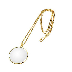 Hanging Magnifier, Portable 5X Magnifier Monocle Lens with Hanging Necklace for Reading Crafts Needlework Jewelry Hobbies(Gold)