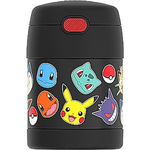 THERMOS FUNTAINER 10 Ounce Stainless Steel Vacuum Insulated Kids Food Jar with Spoon, Pokemon