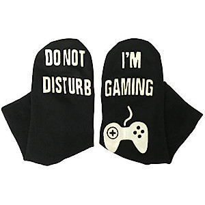 Horande Novelty Cotton Socks Do Not Disturb Socks Funny Gifts for Men Women Gamers, Black, Medium
