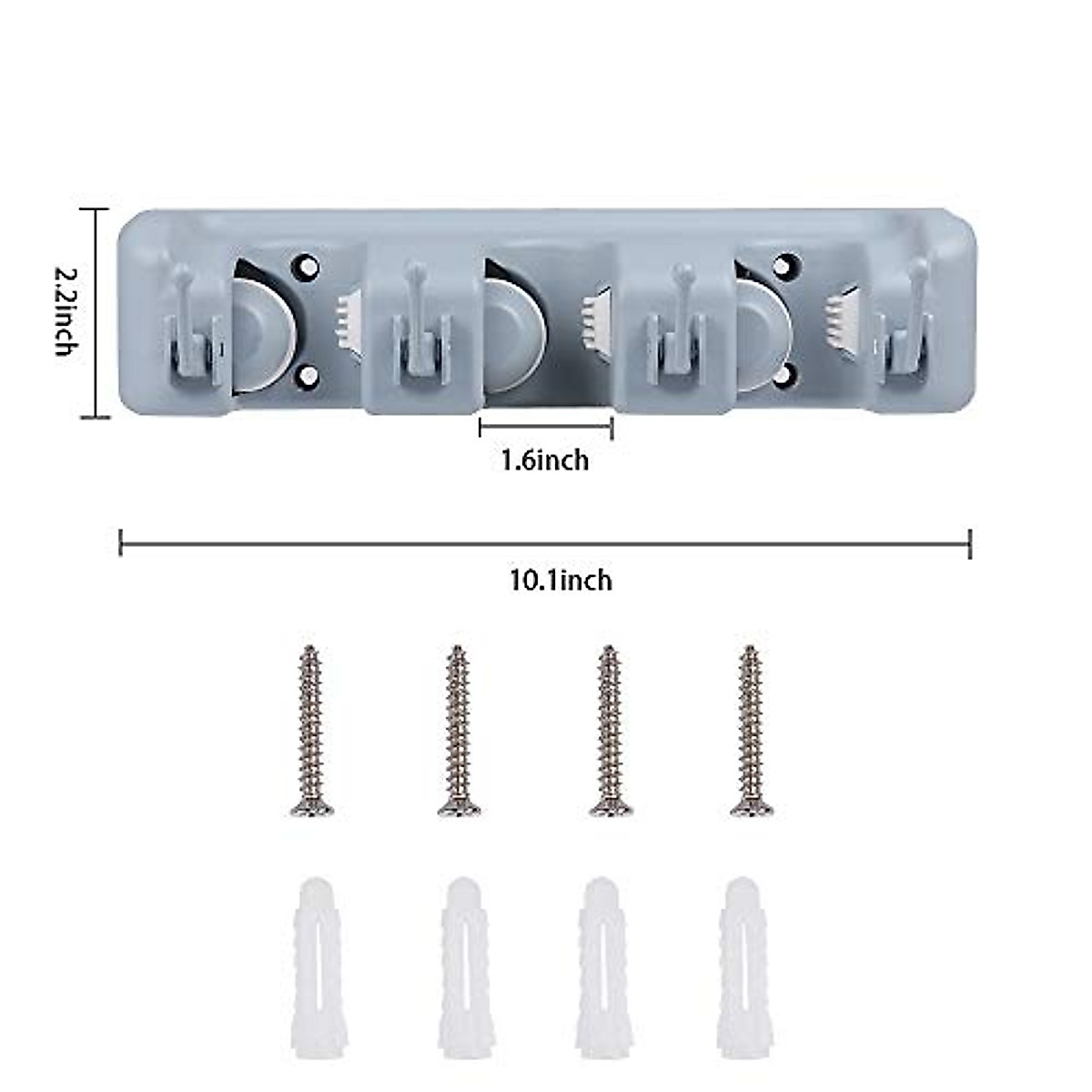 Phoenixee Broom Holder Wall Mount, Broom Holder For Garden, Garage, Multifunctional Mop Holder Wall Mounted, Broom Holder Brackets Equipped with Screws, Broom Holder Brackets (3 Position, 4 Hooks)