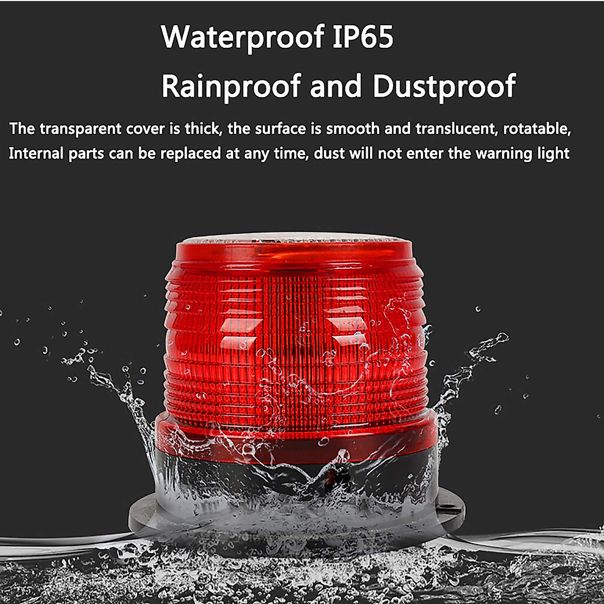 RISOON Solar Strobe Warning Safety Flashing Light/Ceiling Strobe Light, with Strong Magnetic Base Waterproof for Construction, Traffic, Factory, Crane Tower, Boat Navigation (Red+Blue)