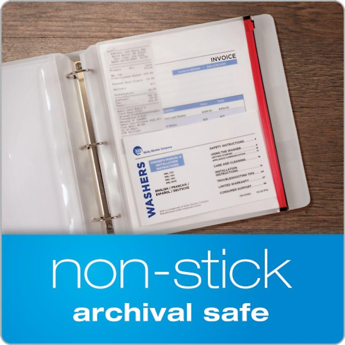 Cardinal Plastic Zippered Binder Pockets, 3-Hole Punched, Fits Full Letter Size 8-1/2" x 11" Sheets, Clear with Multicolor Zippers, 5-Pack (14650)