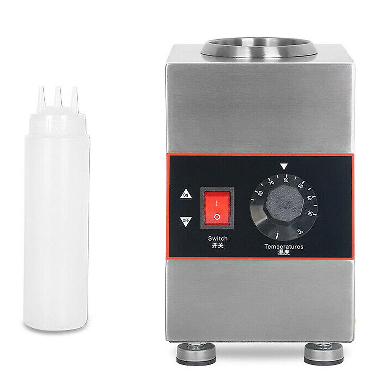 Commercial Sauce Warmer Sauce Heat Preservation Machine 86°F~185°F Electric Hot Fudge Cheese Caramel Jam Toppings Warmer Countertop Sauce Dispenser, 650ml Bottle