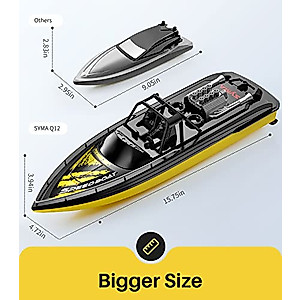 SYMA RC Boat for Adults and Kids, Q12 2.4GHz 1:28 Scale High-Speed Remote Control Boat with 40 Mins Play Time, Dual Motors, 2 Batteries, Low Battery Reminder, Gift Toys for Boys Girls